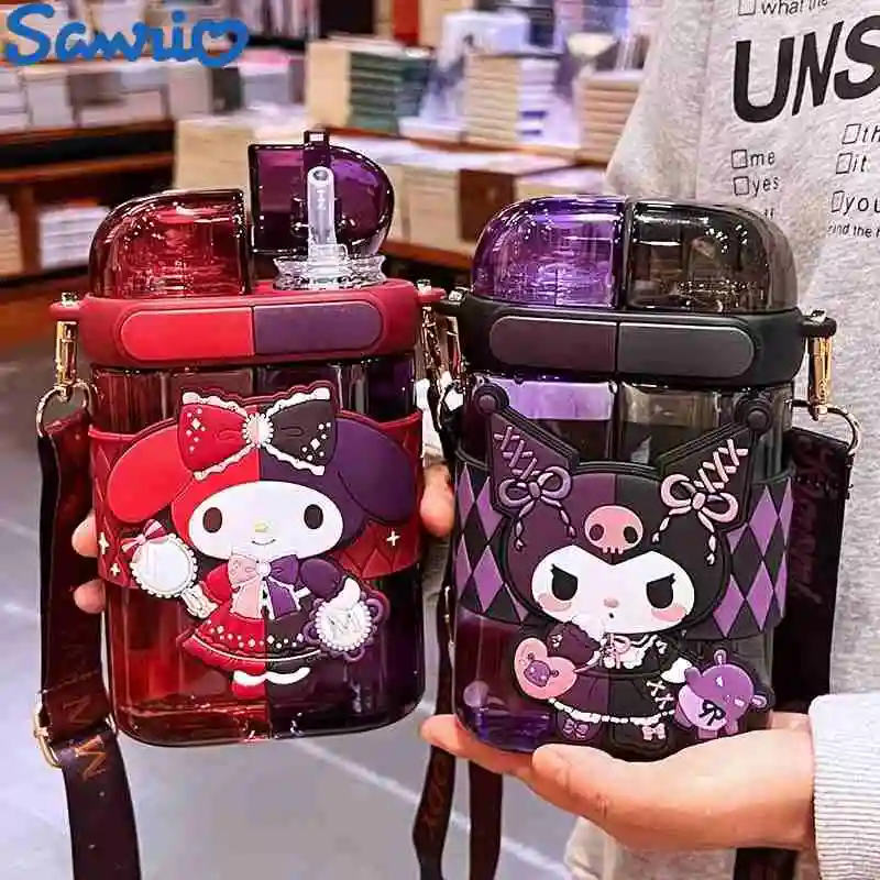 Sanrio-taza-de-paja-cuadrada-Kawaii-Kuromi-Hello-Kitty-de-doble-c-mara ...