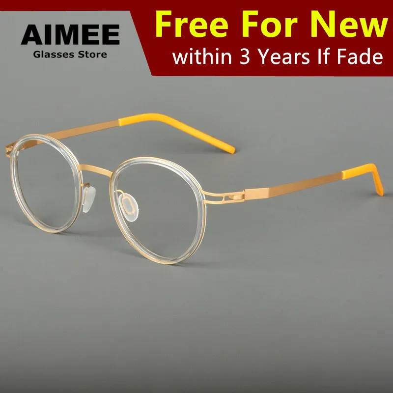 Round-Titanium-Acetate-Ring-Glasses-Frame-Germany-Design-Screwless ...