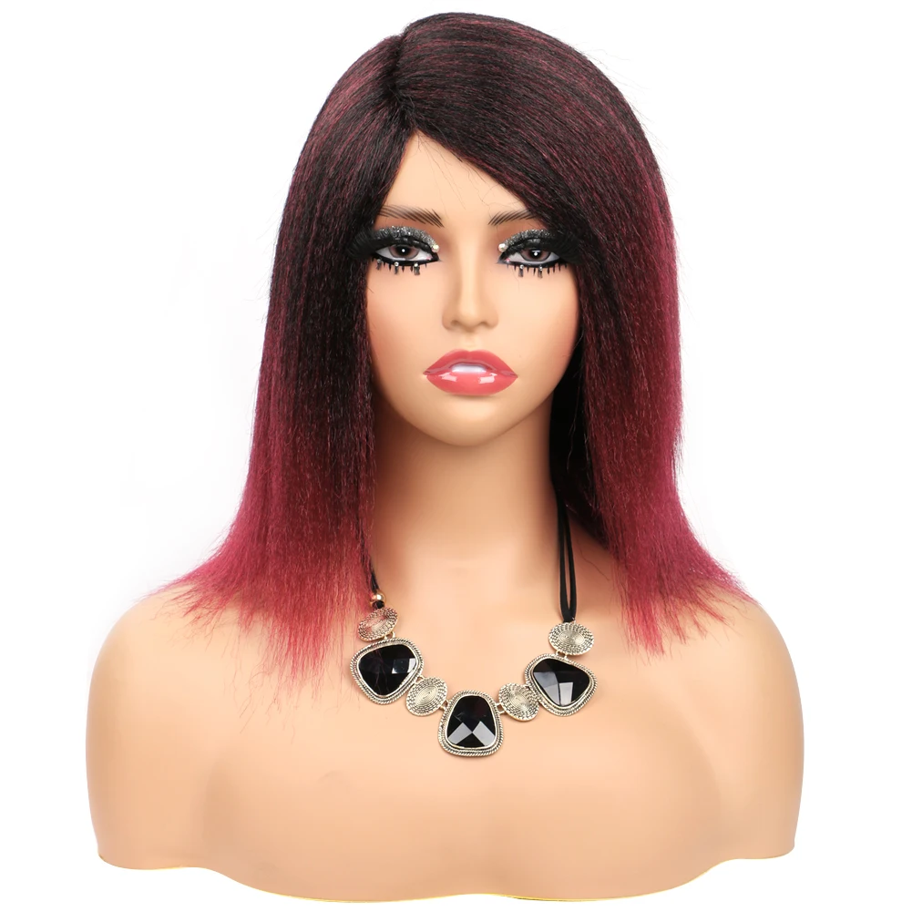 8-Inch-Afro-Kinky-Straight-Hair-Wig-Fluffy-Yaki-Straight-Glueless-Red ...