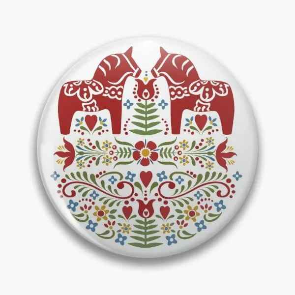 Scandinavian-Dala-Horse-Swedish-Folk-Ar-Soft-Button-Pin-Cute-Creative ...