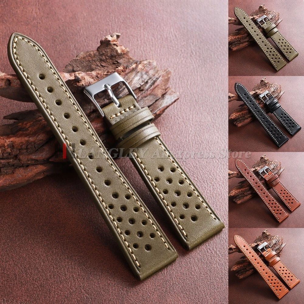Handcrafted Pueblo Italian Cowhide Leather Strap Ventilated Design 18mm ...