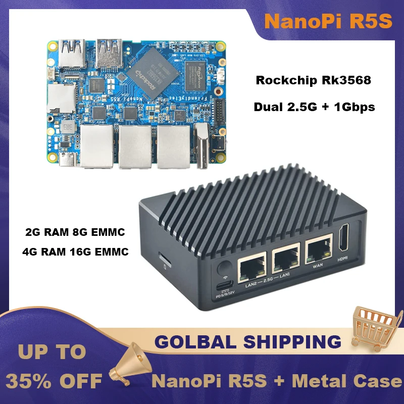 NanoPi-R5S-Mini-Router-OpenWRT-Rockchip-RK3568-Dual-2-5G-Gigabit ...