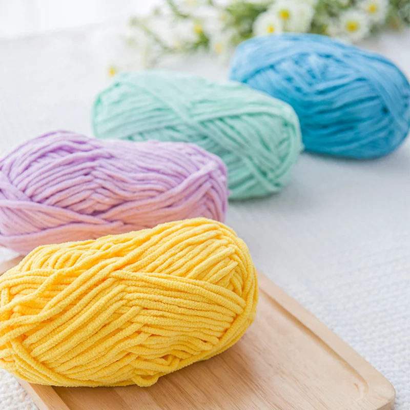 100g/ball Chenille Knitting Yarn Soft Ice Strip Line Cotton Yarn Diy ...