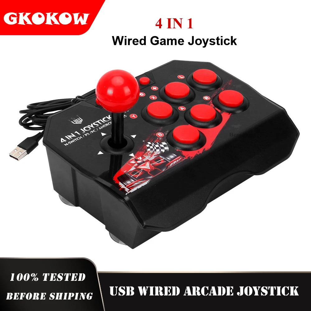USB Wired Game Joystick Retro Arcade Station TURBO Game Console Rocker ...