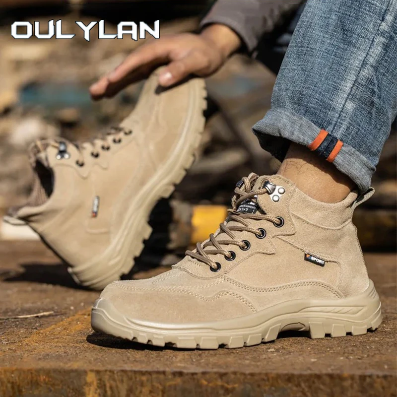 Oulylan Wear-resistant Comfort Labor Shoes Men Breathable Non Slip ...