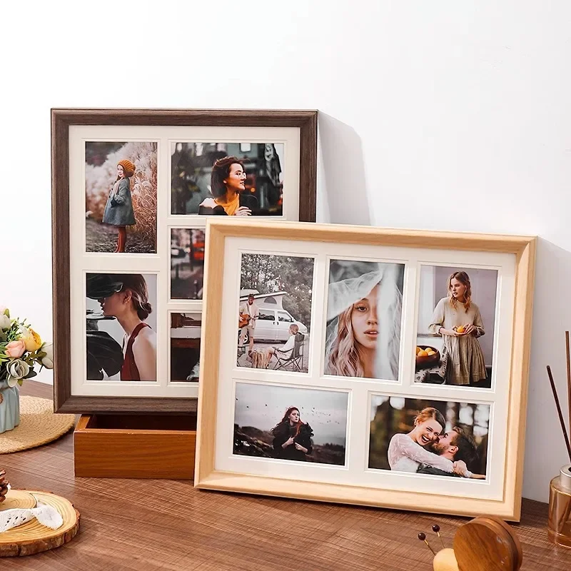 Solid-Wood-Picture-Frame-Display-Stand-5pcs-6in-Combo-Multi-piece ...