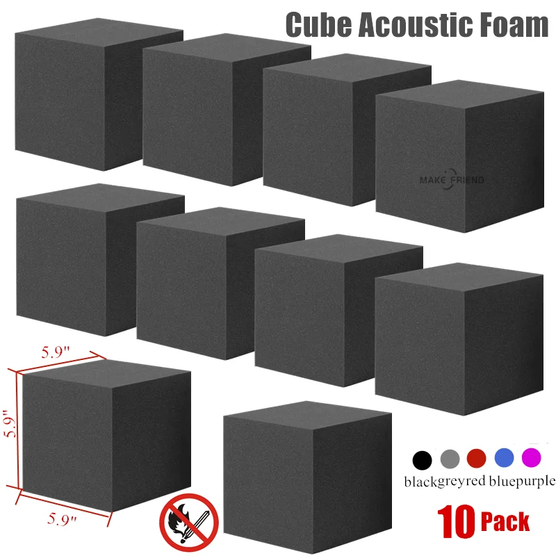 Make Friend 10Pcs 15x15x15cm Studio Acoustic Foam Fireproof Wall Corner ...
