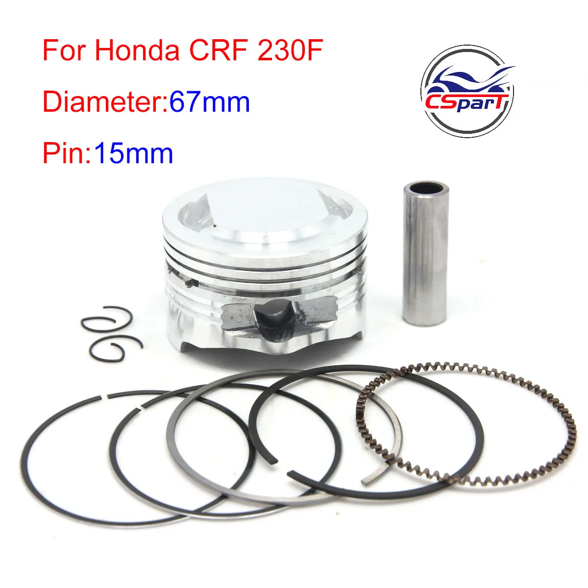 Crf230 Crf230f 233cc 67mm 15mm Piston Kit Set For Honda 2007-2015 ...