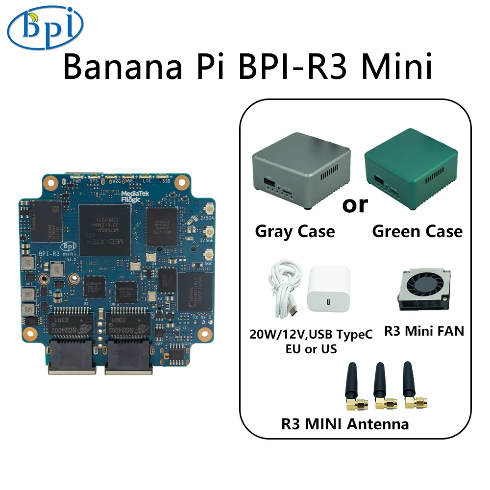 Banana-Pi-BPI-R3-Mini-Router-Board-SET-Cases-Antenna-MediaTek-MT7986 ...