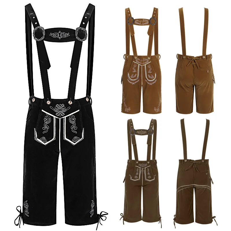 Man German Oktoberfest Costume Lederhosen Suspenders Beer Festival Male ...