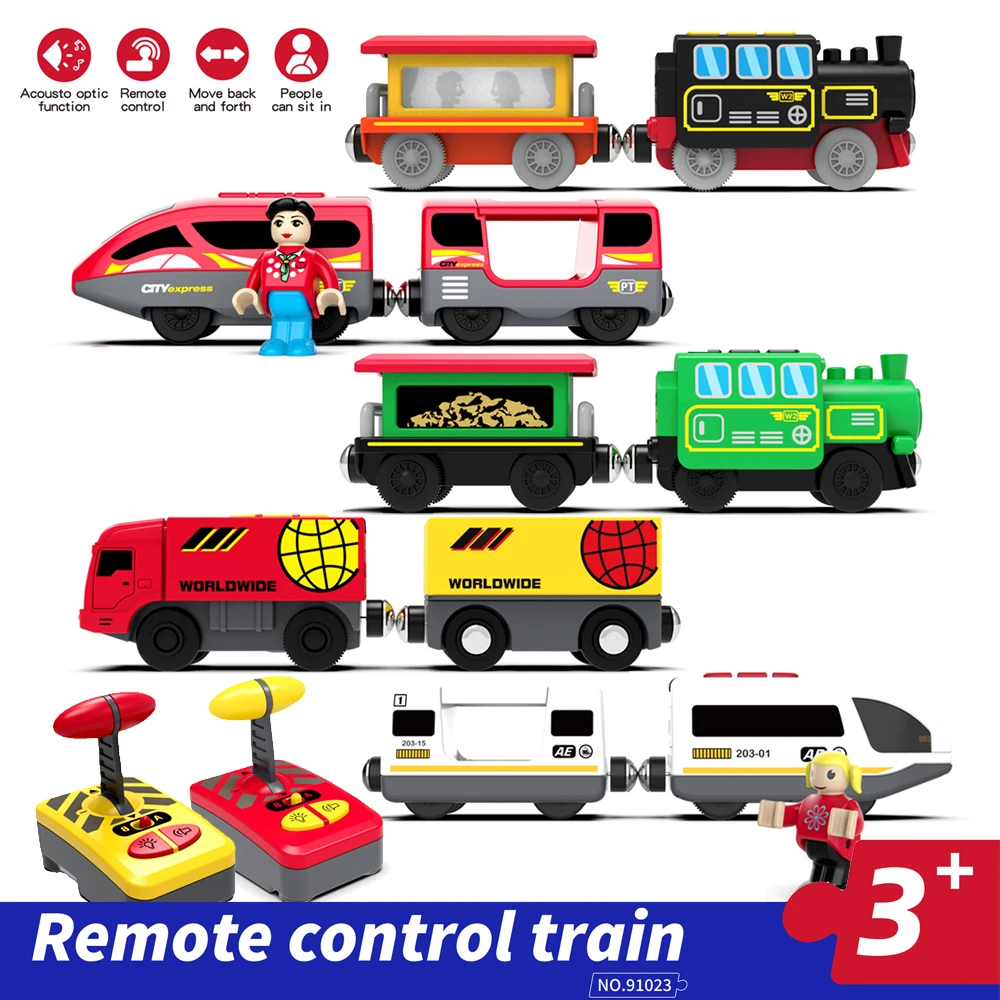 Remote-Control-Magnetic-Electric-Train-Compatible-Toy-Car-Wooden-Track ...