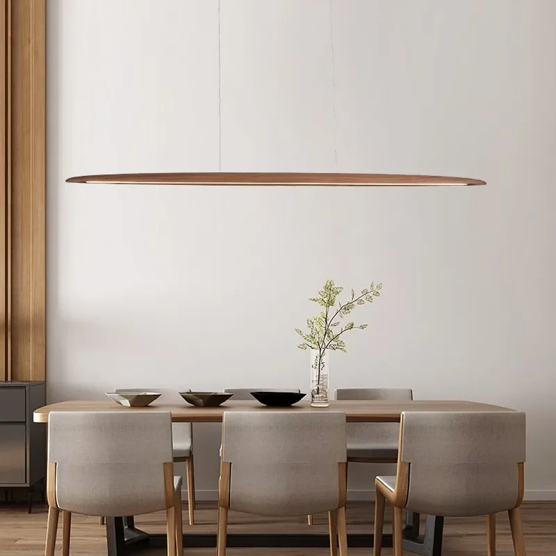 Wooden Pendant Lights Hanging Lamps Modern Table LED Long Linear Light ...