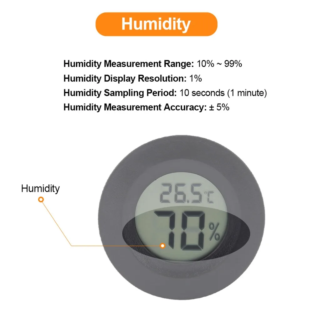 Mini Round Shape LCD Humidity Meter Circular Embedded Digital Readout ...