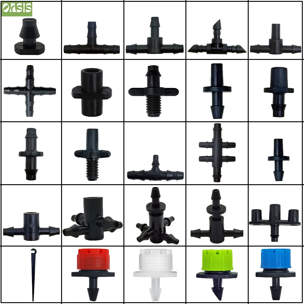Oasis-Garden-Irrigation-Connector-Barbed-Single-Double-Tee-Elbow-Drip ...