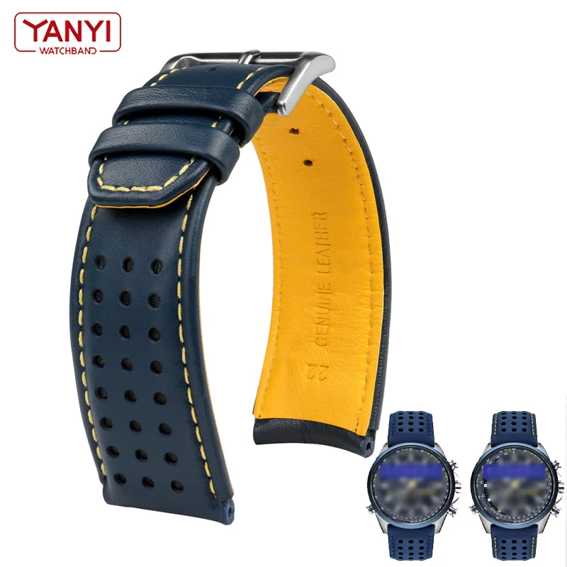 Genuine Leather Watchband For CITIZEN Blue Angel Watch AT8020-54L/8020 ...