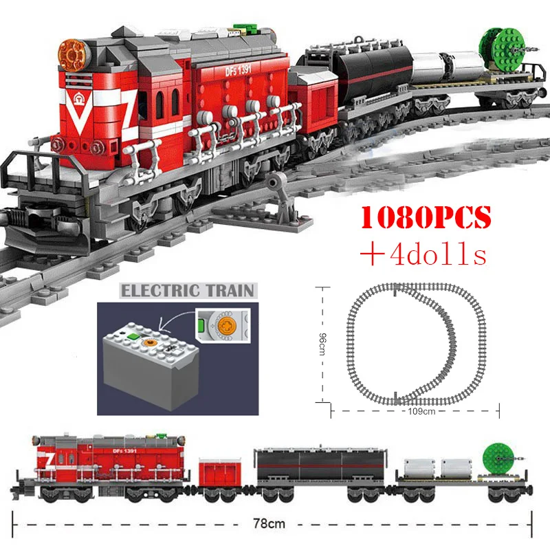 City Remote Control Train Harmony High speed Rail Electric Car Building Blocks Technical Track ...