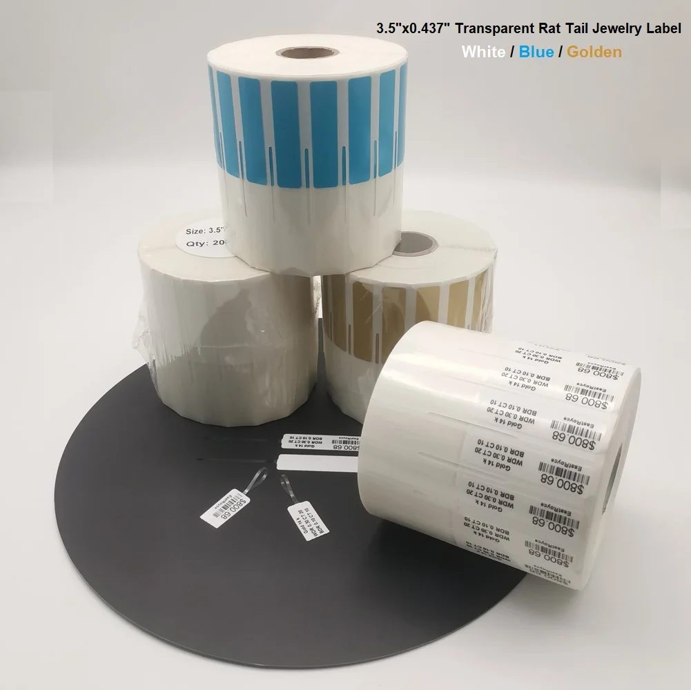 Ювелирная бирка Rattail 3,5 "x 0,437", напечатанная термотрансферным ...