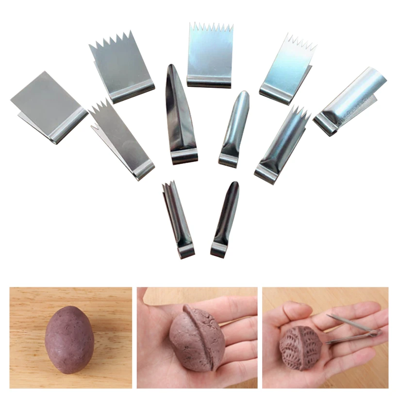 Pottery Texture Clip 11pc/set Stainless Steel Peanut Walnut Nut Model ...