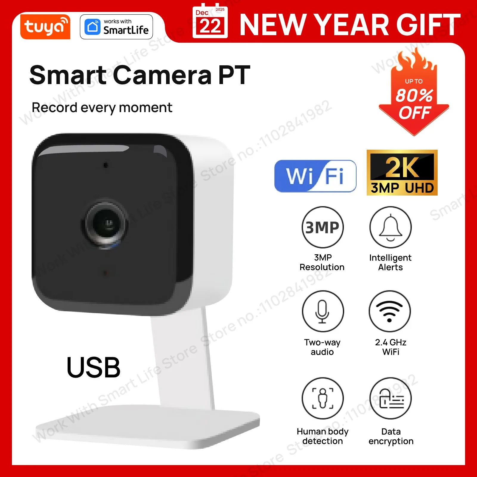 Tuya Smart 2k UHD Câmera de segurança doméstica, câmeras de vigilância ...