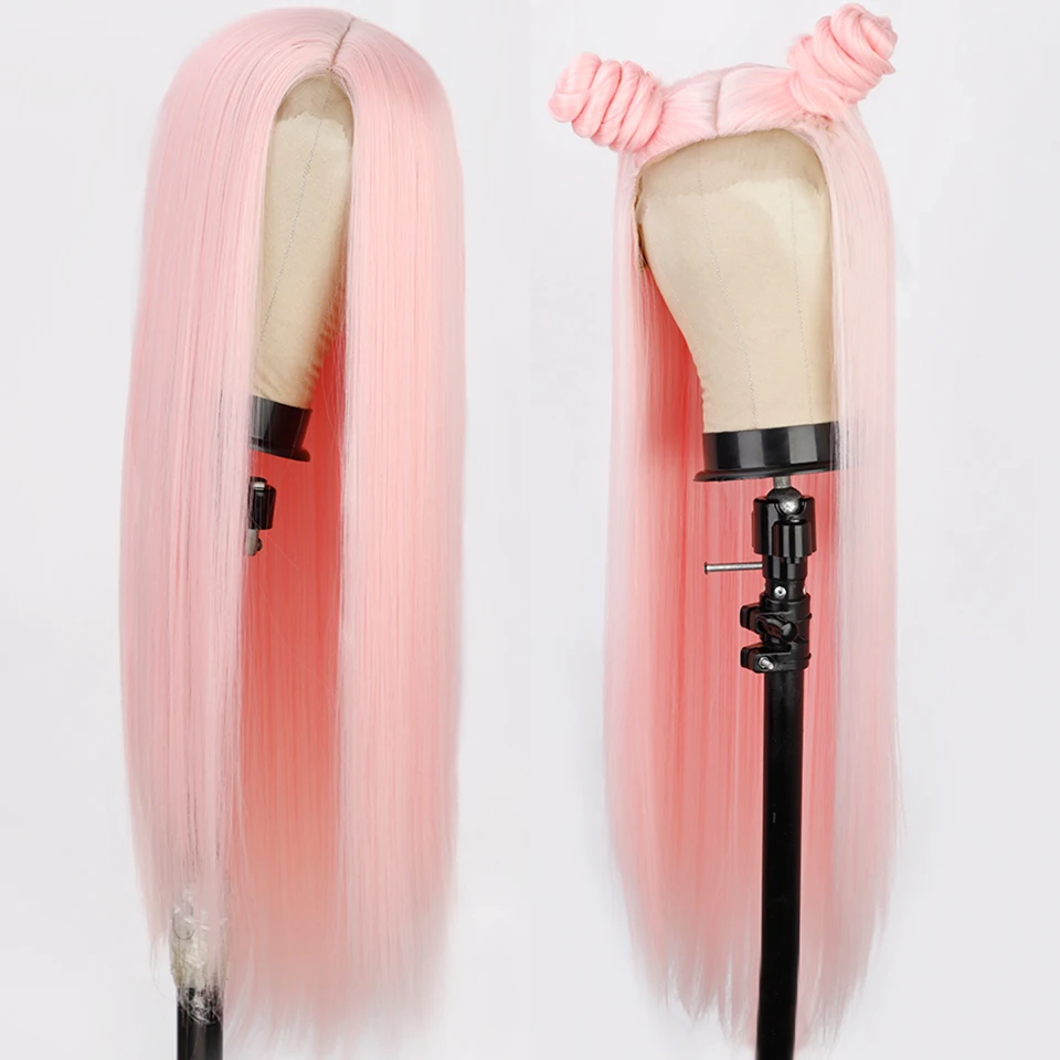I-s-a-wig-peluca-sint-tica-para-mujer-pelo-largo-y-liso-color-rosa ...
