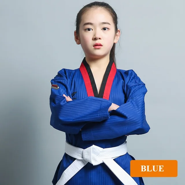 Taekwondo Uniform Blue / Red / Black / Green / Pink Dobok WTF Tae Kwon ...