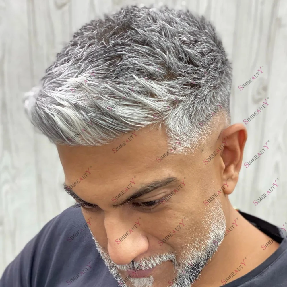 1B80 1B50 Gray Human Hair Lace Front Ventilated Male Toupee Versalite ...