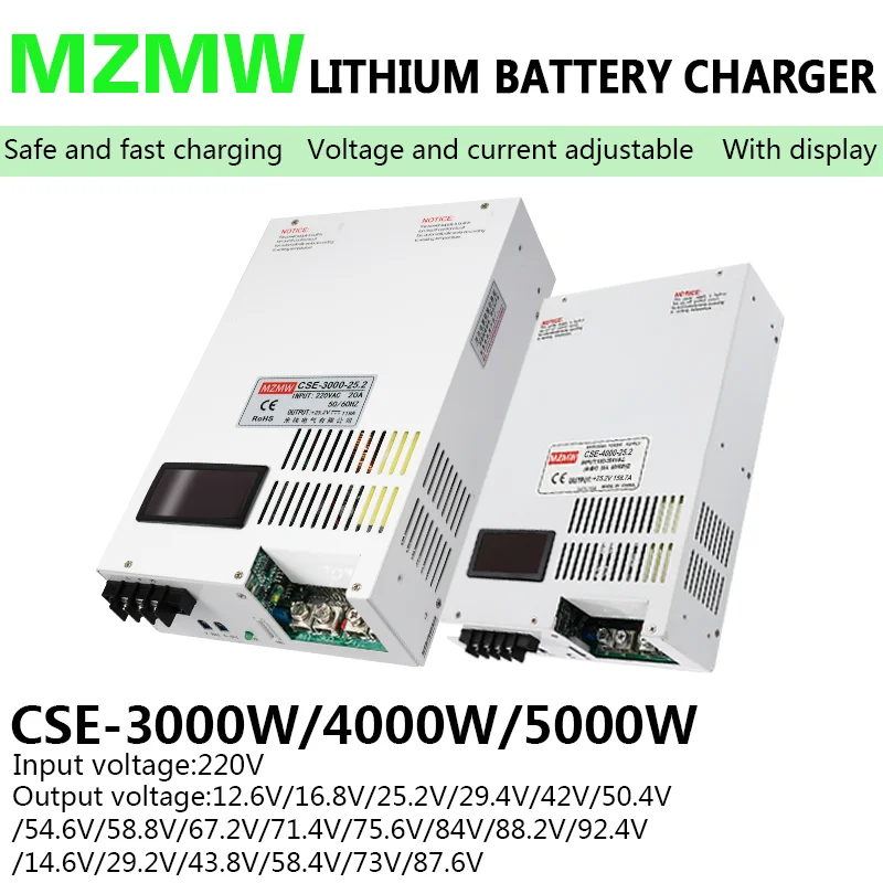 リチウム電池充電器電源,調整可能な電圧電流,LiFePo4,リチウムイオン,3000w,4000w,5000w,12v,24v,36v,48v ...