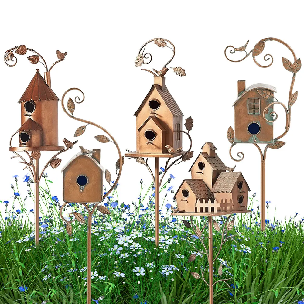 Exquisite Metal Bird House Garden Decoration Outdoor Bird House with ...