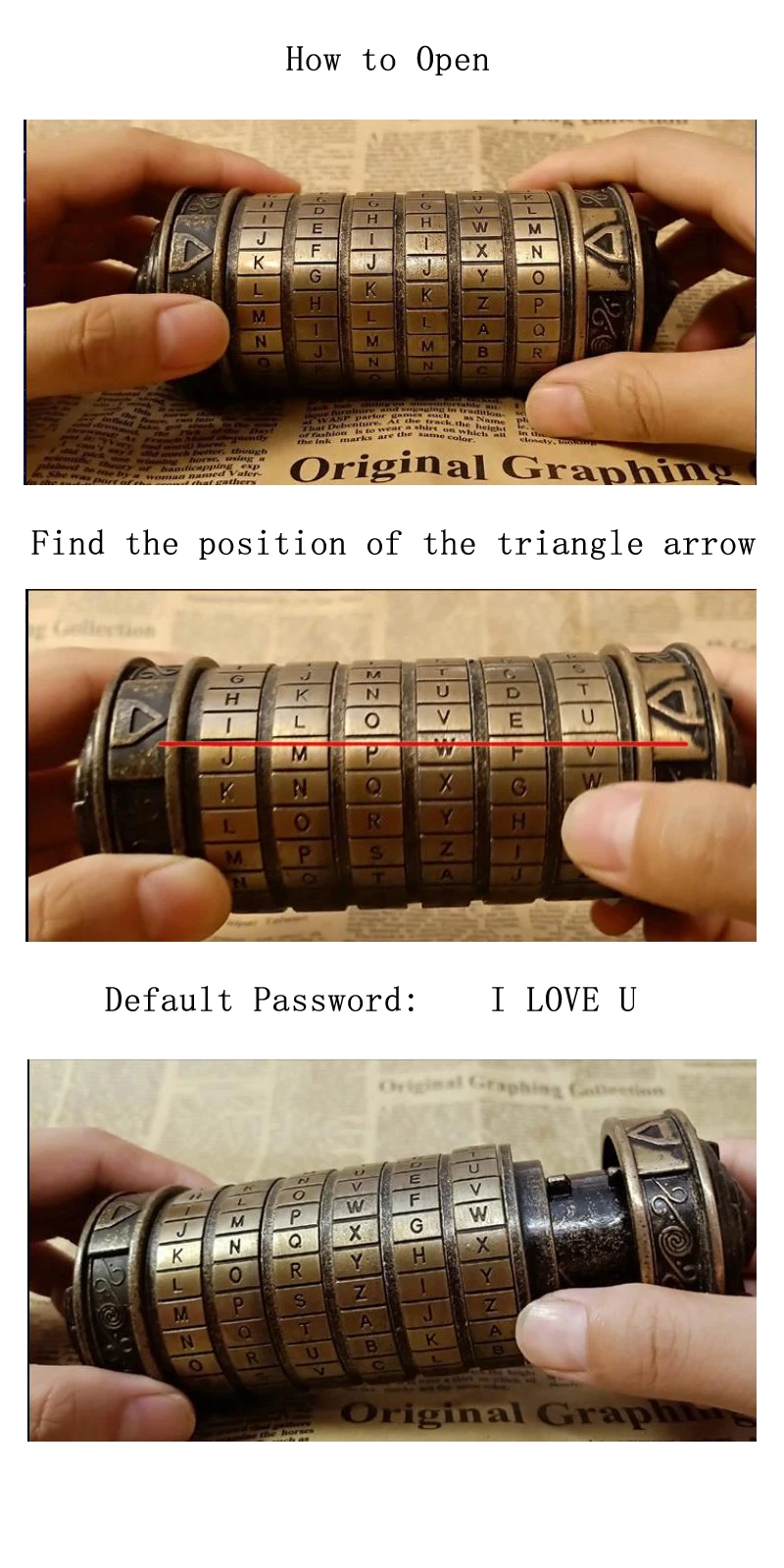 Cryptex Da Vinci Code Puzzle Box With Hidden Compartment For Money ...