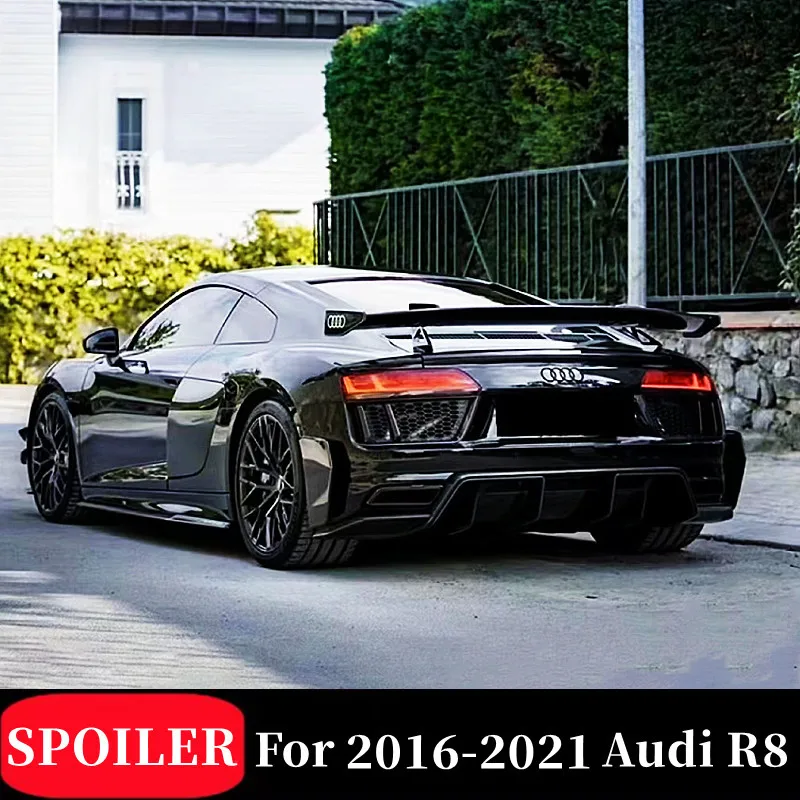 For-Audi-R8-V8-V10-Coupe-2015-2021-Sport-GT-Spoiler-Black-Carbon-Car ...