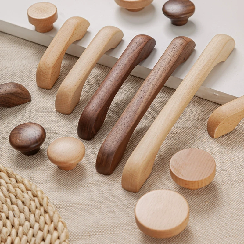 Wooden Handles Nordic Bridge Type Closet Dresser Wardrobe Door Pulls ...