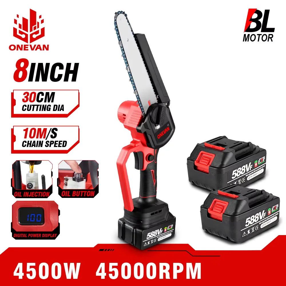 ONEVAN 8 Inch Brushless Chain Saw Cordless Pruning Electric Saw ...
