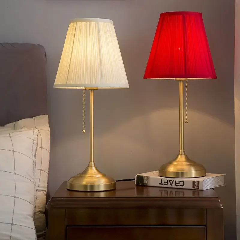 Modern-LED-Red-Cloth-Bedroom-Bedside-Table-Lamps-Home-Decor-Dining ...