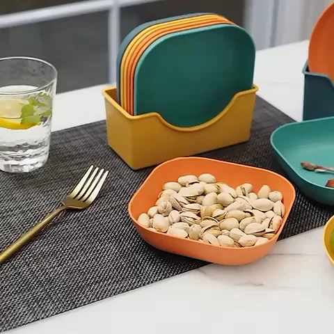 10pcs Reusable Dinner Plates Plastic Multi-function Creative Spit Bone ...