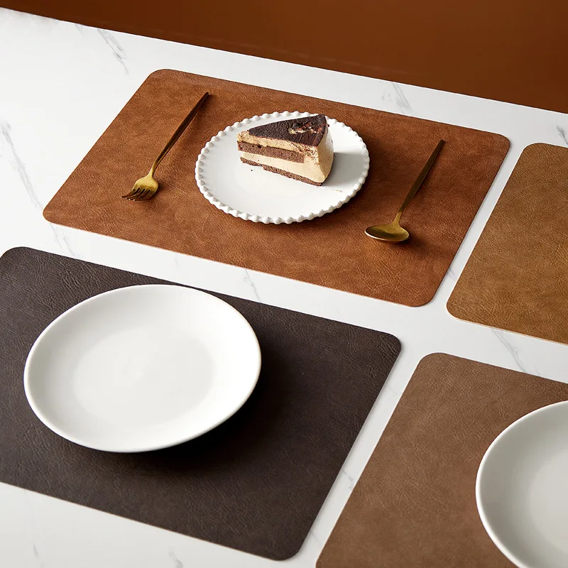 6-4pcs-Cowhide-Patterned-Placemats-Round-Rectangular-Triangular-2color ...