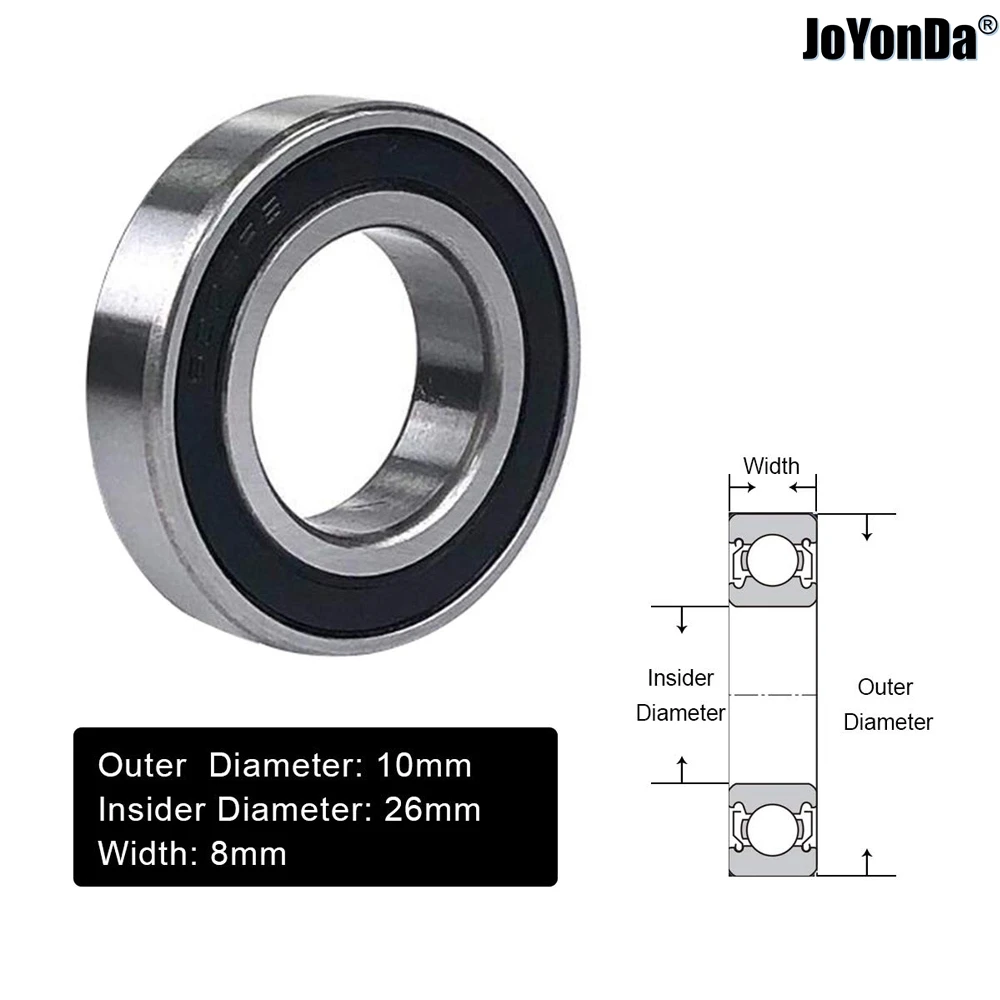6000-2RS-10x26x8mm-Precision-Chrome-Steel-Bearings-10pcs-Black-Rubber ...