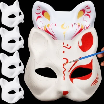 1-3-5Pcs-Foxes-Mask-DIY-Hand-Painted-Japanese-Cosplay-Rave-Anime-Demon ...