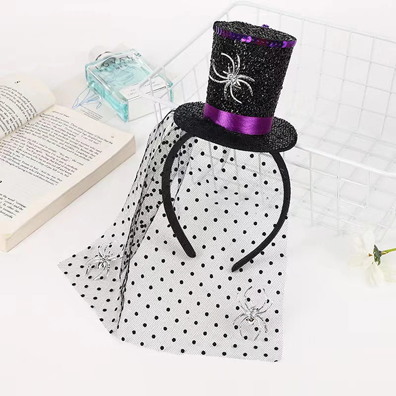 Sombrero-de-bruja-para-fiesta-de-Halloween-diadema-de-ara-a-accesorios ...