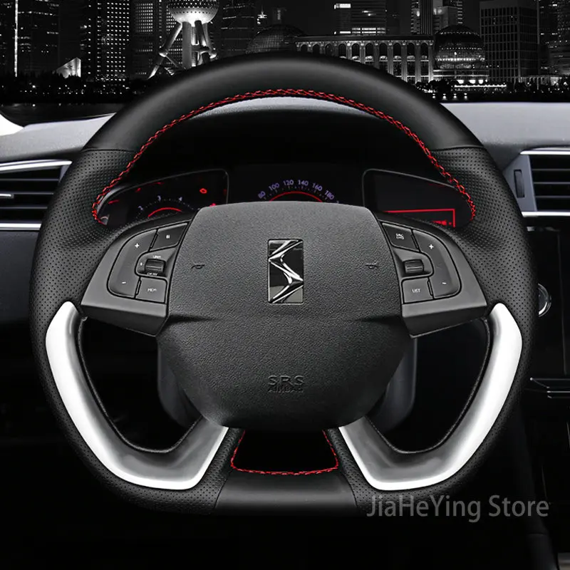Interior-Black-Non-slip-Leather-Car-Steering-Wheel-Cover-Wrap-For ...