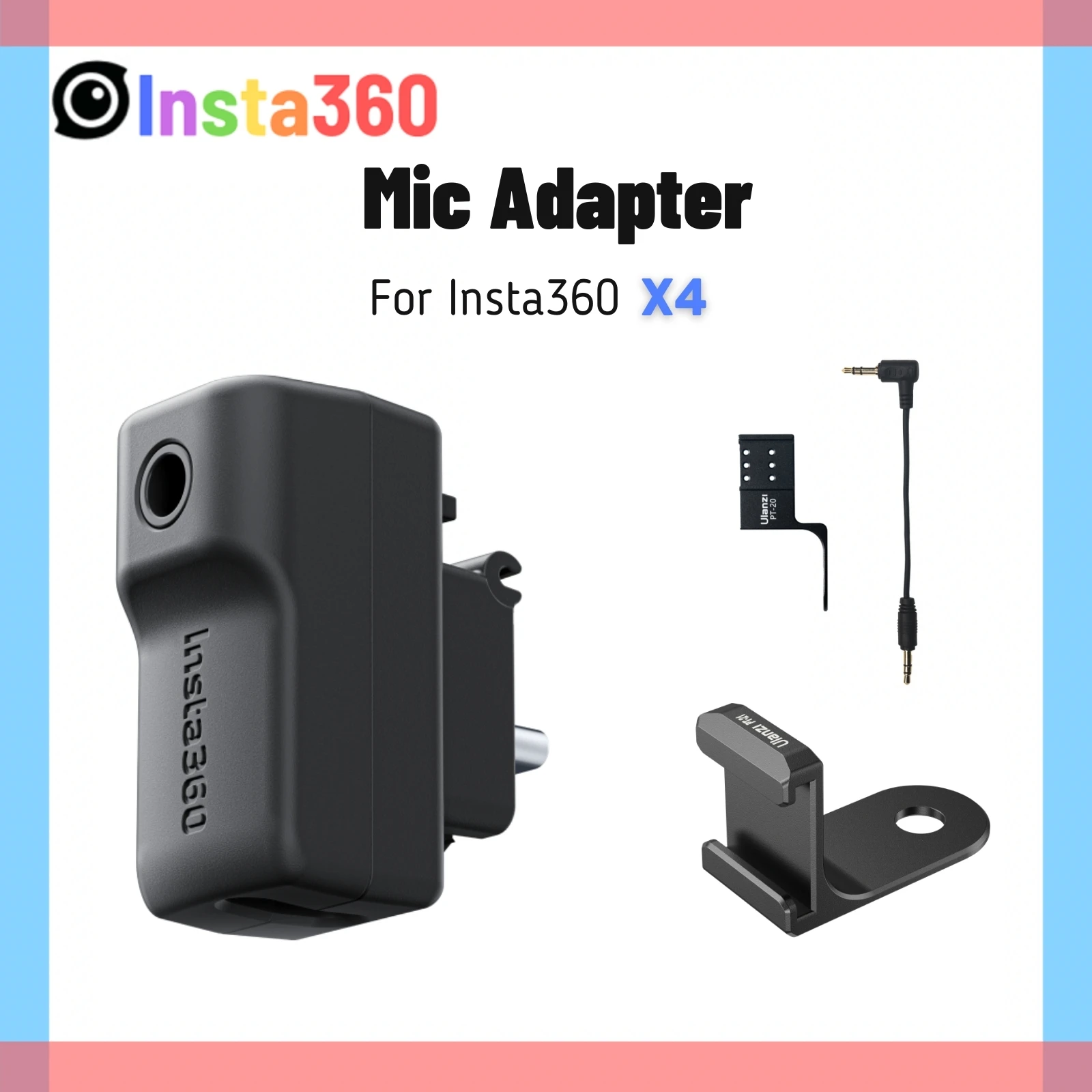 INSTA360-X4-Mic-Adapter-Audio-Microphone-With-Cold-Shoe-Sound-Recording ...