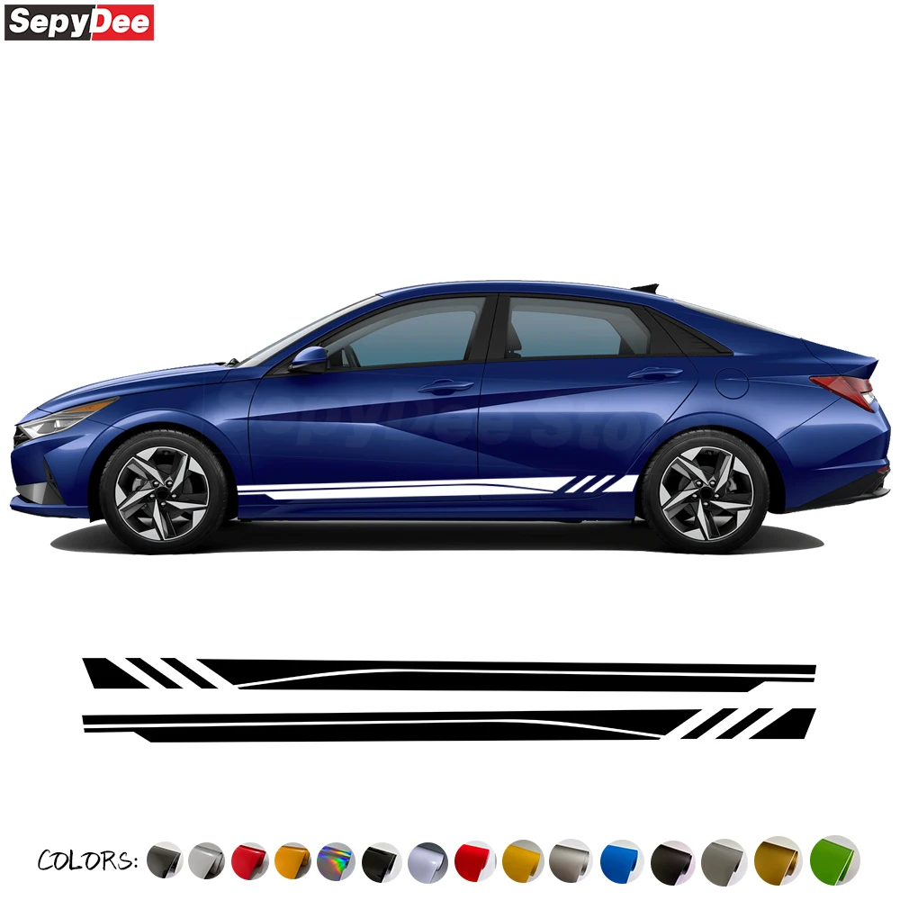 2 Pcs Door Side Stripes Stickers Carbon Fiber Vinyl Graphic Decal For ...