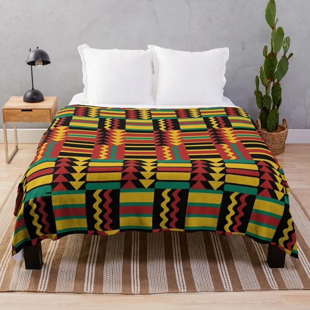 Kente-Cloth-Pattern-with-Vintage-Rasta-Colors-Throw-Blanket-Flannels ...