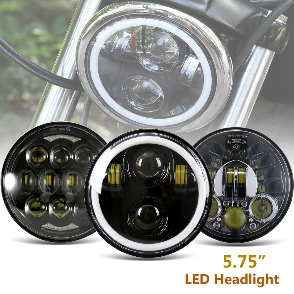 Motorcycle-Accessories-Headlamp-5-3-4-Driving-light-Black-For-Harley ...