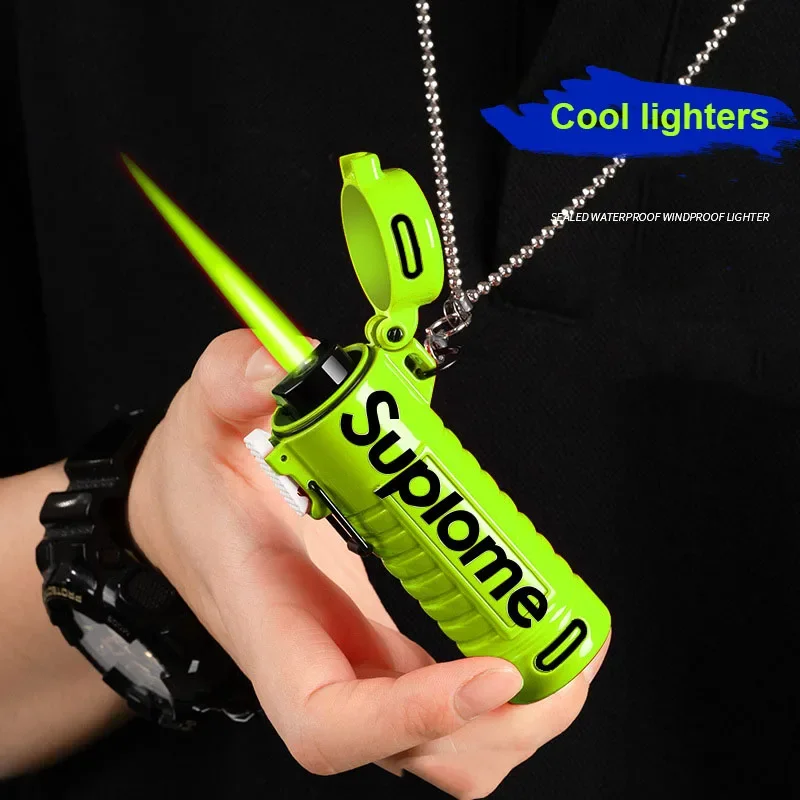 Outdoor-Windproof-Lighters-Trendy-Letter-Logo-Waterproof-Lighters-Jet ...