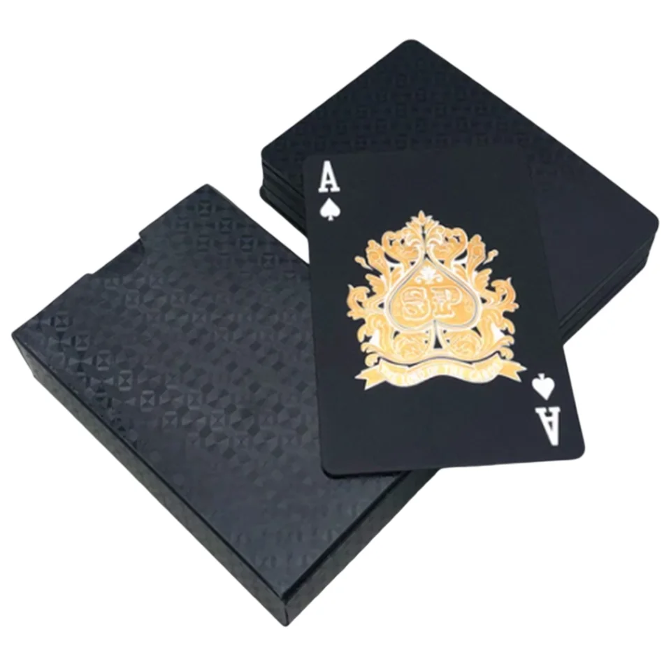 Plastic-Magic-Deck-Card-Game-Set-Jogos-de-Tabuleiro-Preto-Ouro ...