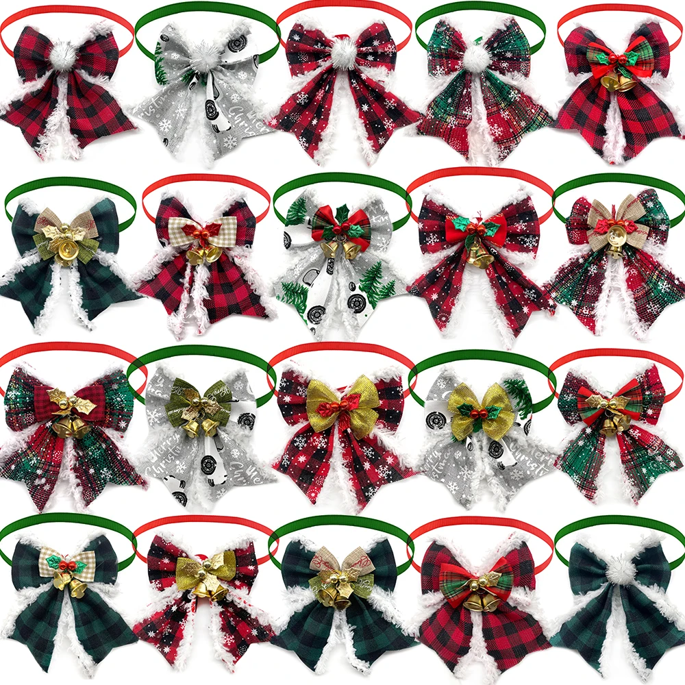 30-50pcs-Christmas-Dog-Bow-Tie-A-Fuzzy-Bow-Tie-Dog-Collars-Cute-Pet-Dog ...