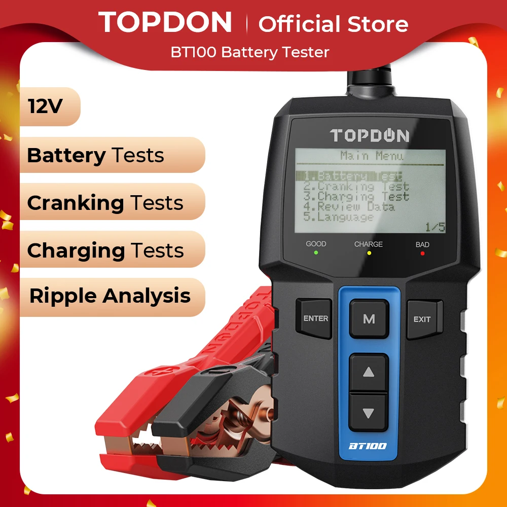 TOPDON-BT100-12V-Car-Battery-Tester-Digital-Automotive-Diagnostic ...