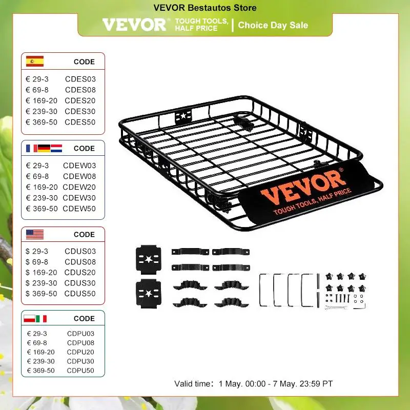 VEVOR-Roof-Rack-Cargo-Basket-46-x36-x4-5-51-x36-x5-Rooftop-Cargo ...
