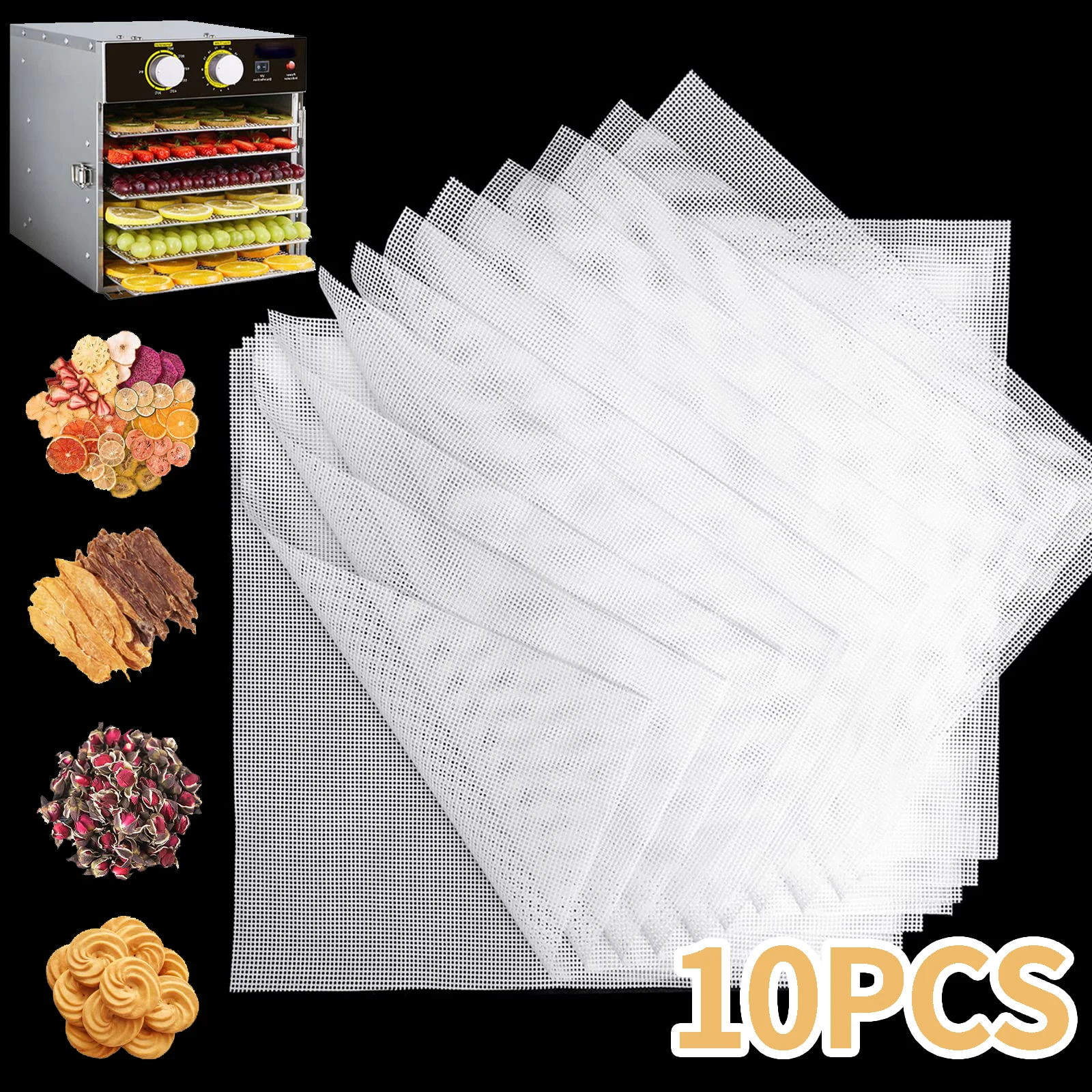 10PCS-Non-Stick-Silicone-Baking-Mat-Food-Fruit-Dehydrator-Sheets-Oven ...