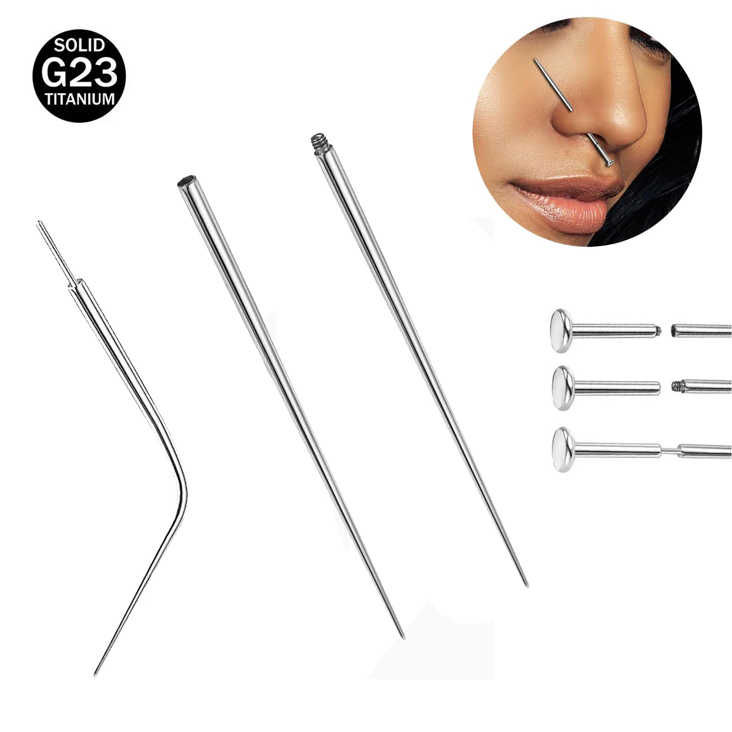 ZS-1PC-14-16-18G-G23-Titanium-Insertion-Pins-Curved-Taper-Push-in-Body ...